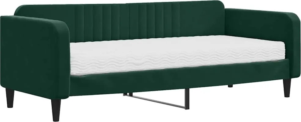 Válenda s matrací tmavě zelená 90 x 200 cm samet 3197041