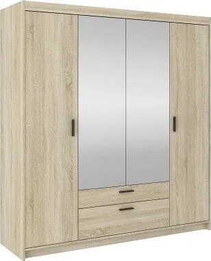 Casarredo - Komfort nábytek Šatní skříň ELINA 4D dub sonoma/zrcadlo