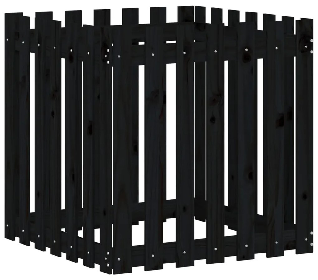 vidaXL Zahradní truhlík plotový design černý 70x70x70cm masiv borovice