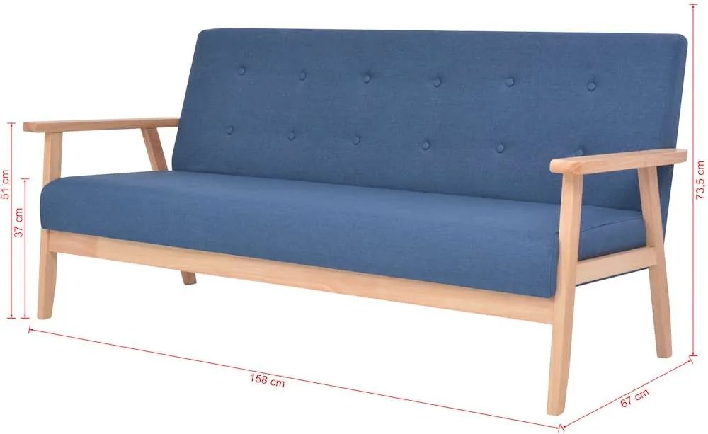 Trojmístná sedačka, textil, modrá 244656