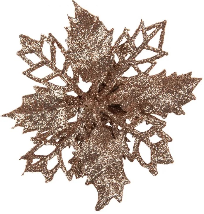 Umělá dekorace vánoční hvězda bronzová – 9x2 cm