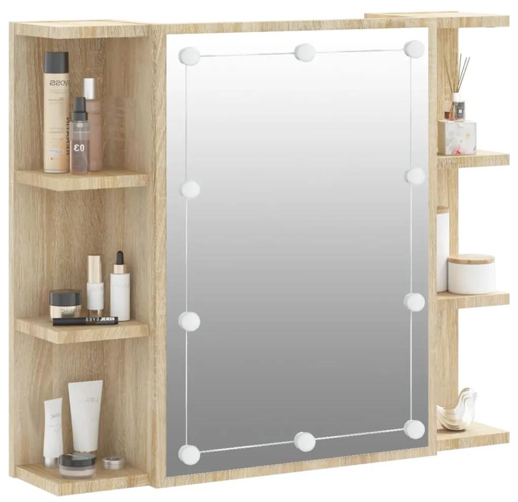 Zrcadlová skříňka s LED dub sonoma 70 x 16,5 x 60 cm - Default Title