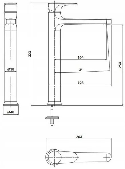 Cersanit Inverto - vysoká umyvadlová baterie, chromová-černá, S951-301