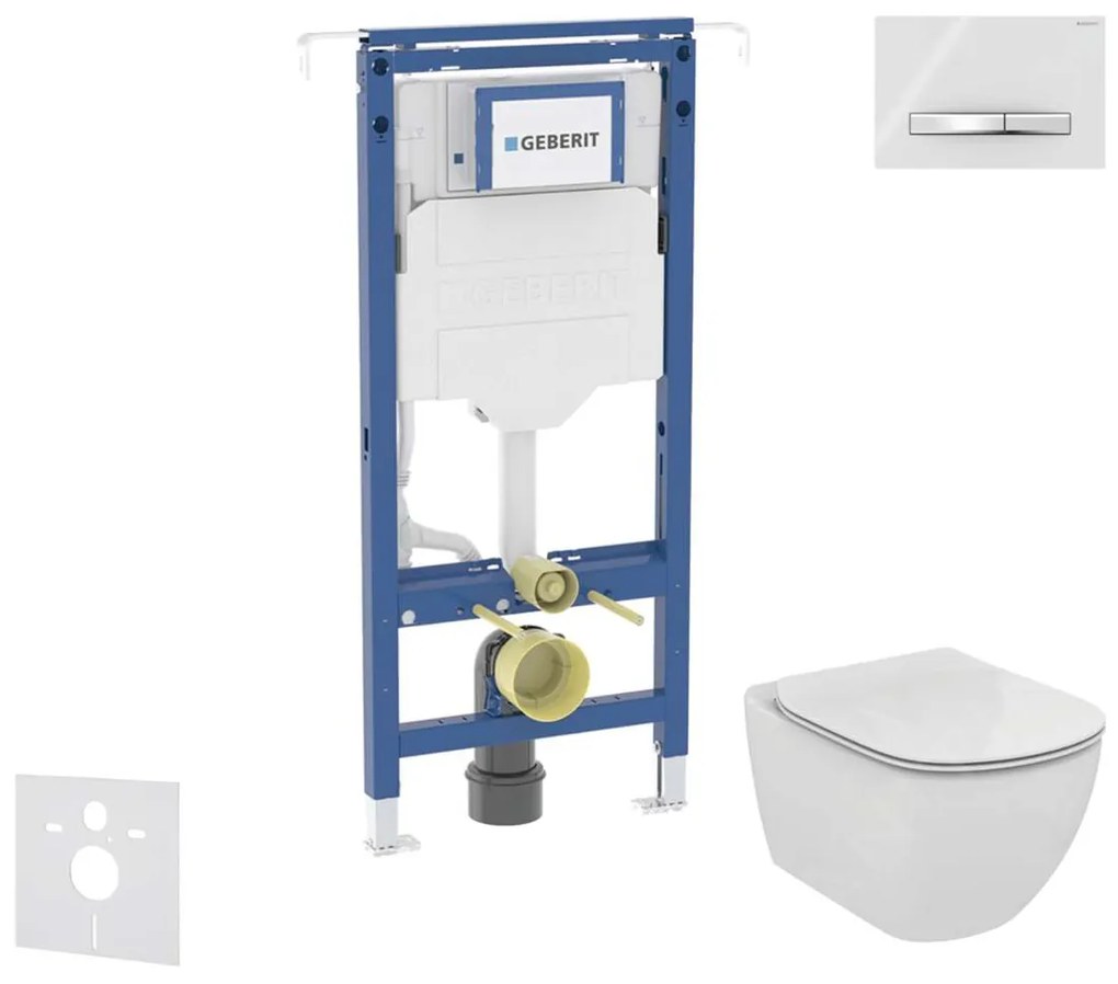 Geberit Duofix - Set předstěnové instalace, klozetu a sedátka Ideal Standard Tesi, tlačítka Sigma50, alpská bílá SANI11CD3130