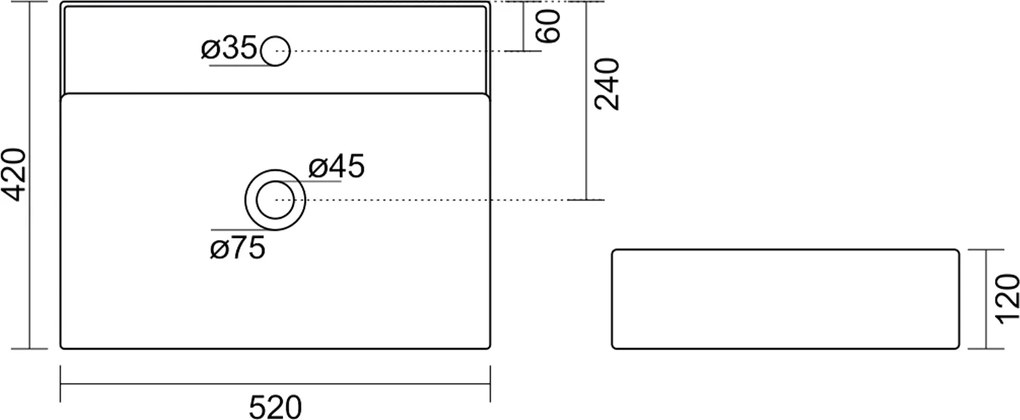 Aqualine Aqualine, CALLIS keramické umyvadlo 52x42cm, bílá, NP372