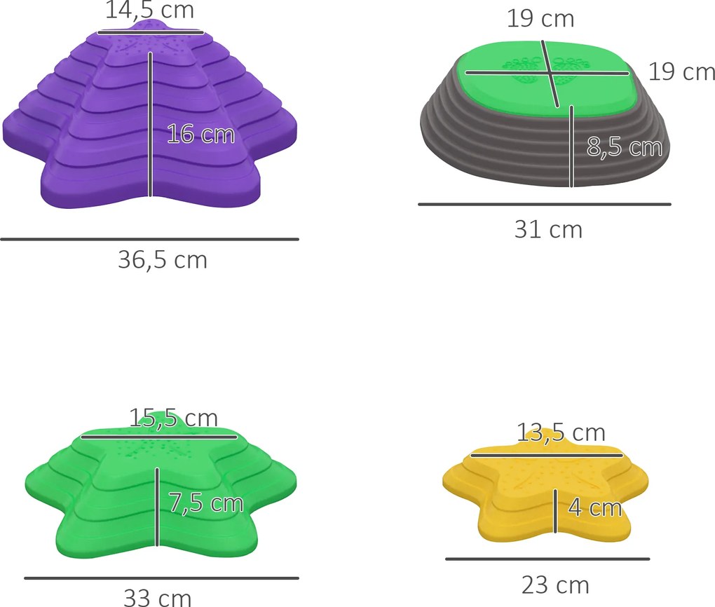 ZONEKIZ Sada krokovacích kamenů pro děti od 3 let, 11 kamenů, protiskluzové, do 80 kg, design s mořskou hvězdou