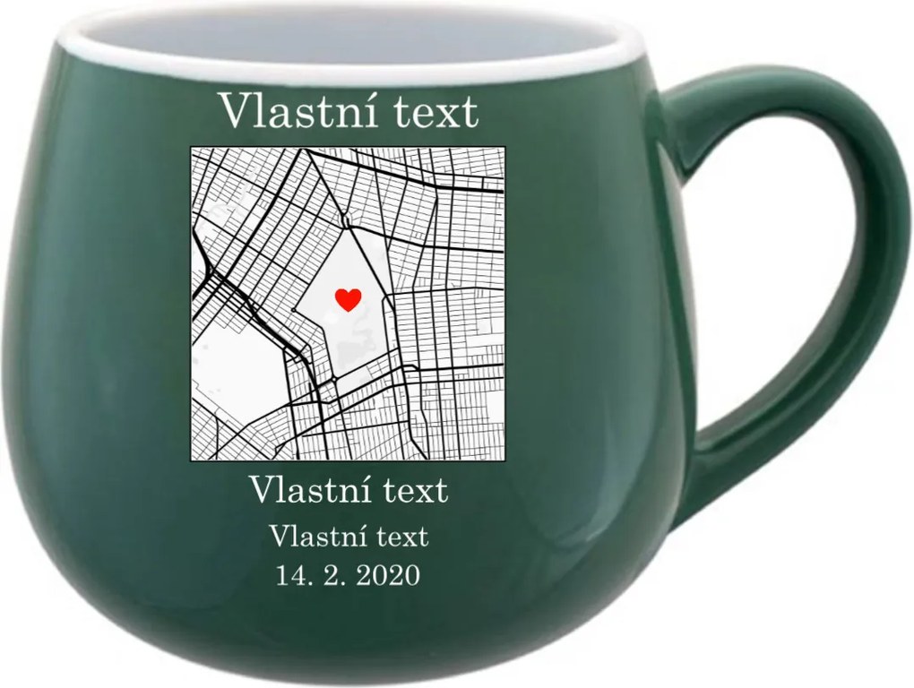 Personalizovaný keramický buclatý hrneček s mapou