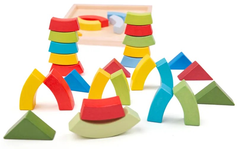 Bigjigs Toys Dřevěné skládací oblouky a trojúhelníky