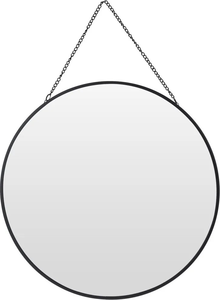 Kulaté nástěnné zrcadlo v černém rámu, 29 cm