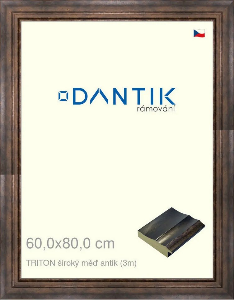 DANTIK rámeček 60x80 | TRITON široký měď antik (Plexi Čiré)