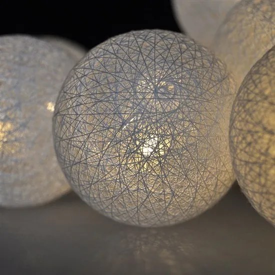 SOLIGHT LED řetěz vánoční koule bavlněné, 10LED, 1m, 2x AA, IP20