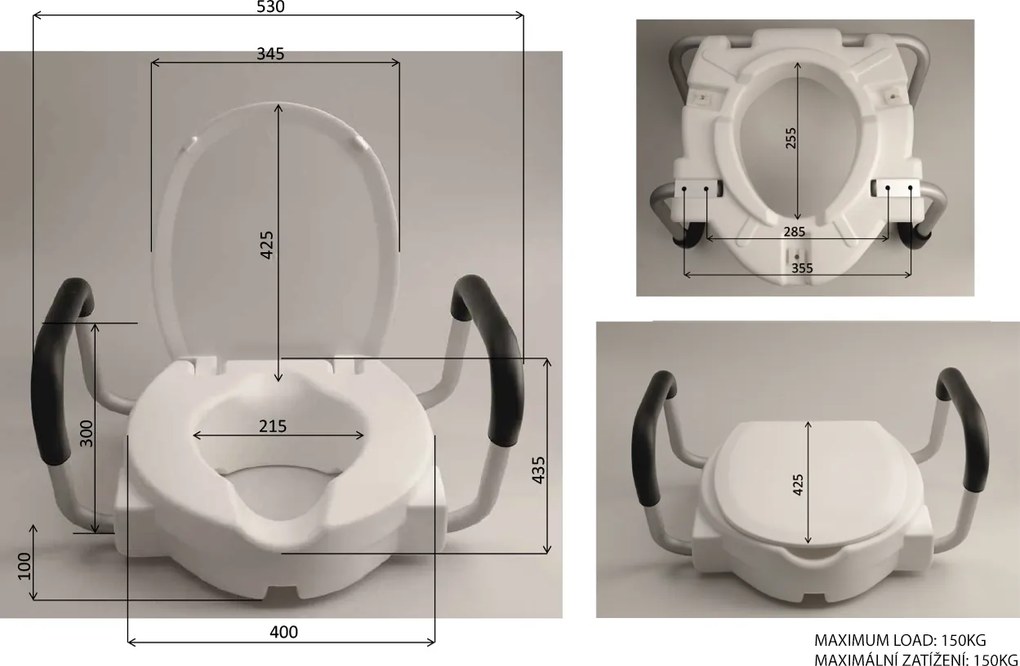 Ridder, WC sedátko zvýšeno 10cm, s madly, bílé, A0072001
