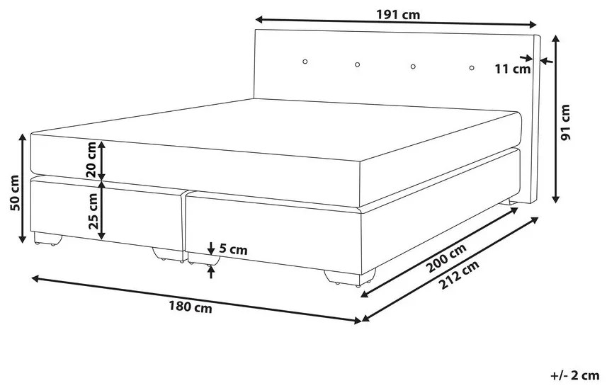 Kontinentální postel, CONSUL, béžová, 180x200 cm Beliani