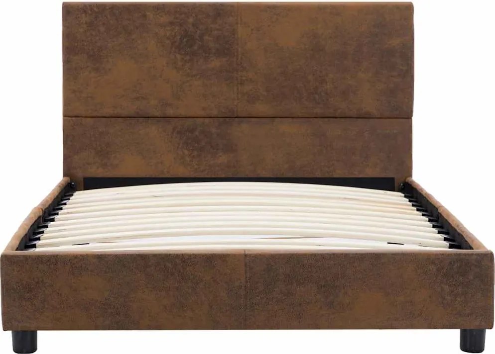 Rám postele hnědý umělá broušená kůže 100 x 200 cm 284781