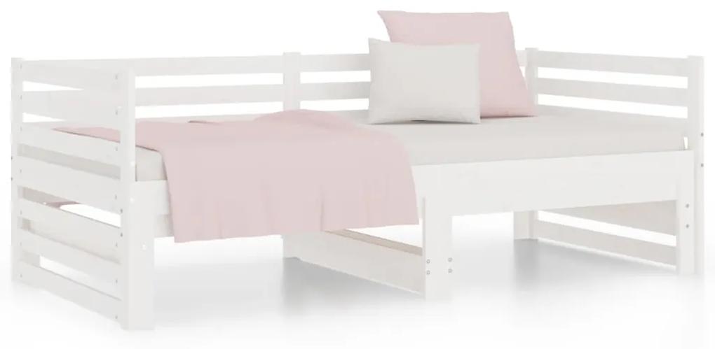 Výsuvná postel bílá 2x (90 x 190) cm masivní borovice - Default Title