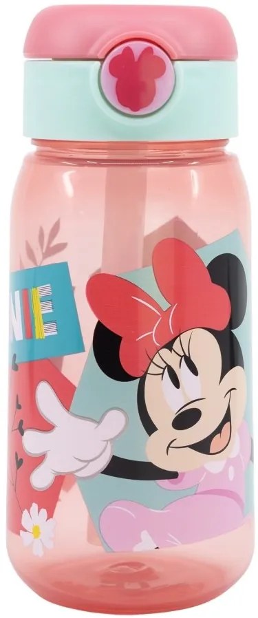 Plastová láhev na pití s brčkem a víčkem Minnie Mouse - 510 ml