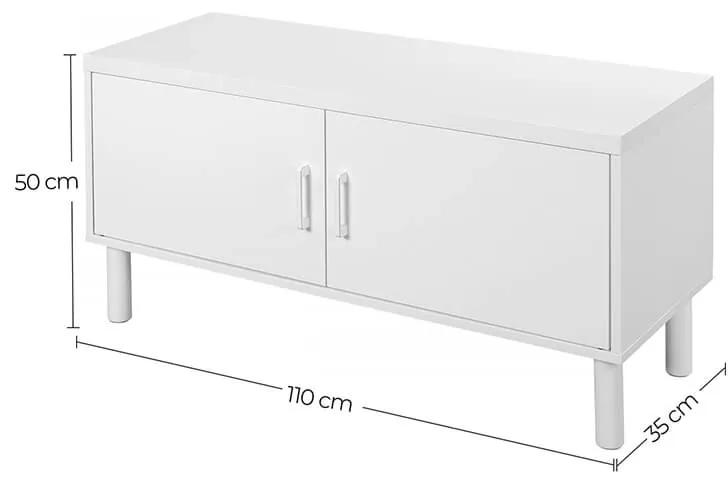 VASAGLE Botník nízký uzavíratelný bílý 110 x 35 cm