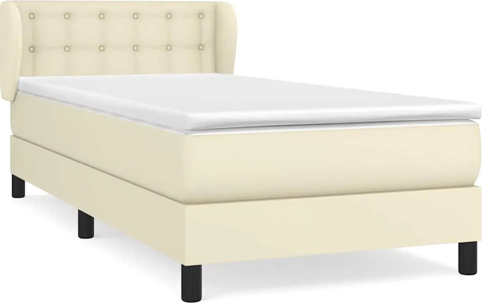 Box spring postel s matrací krémová 100x200 cm umělá kůže 3127297