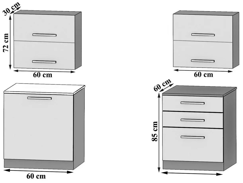 Kuchyňská linka Belini 120 cm černý lesk / šedý lesk s pracovní deskou Eleganta2