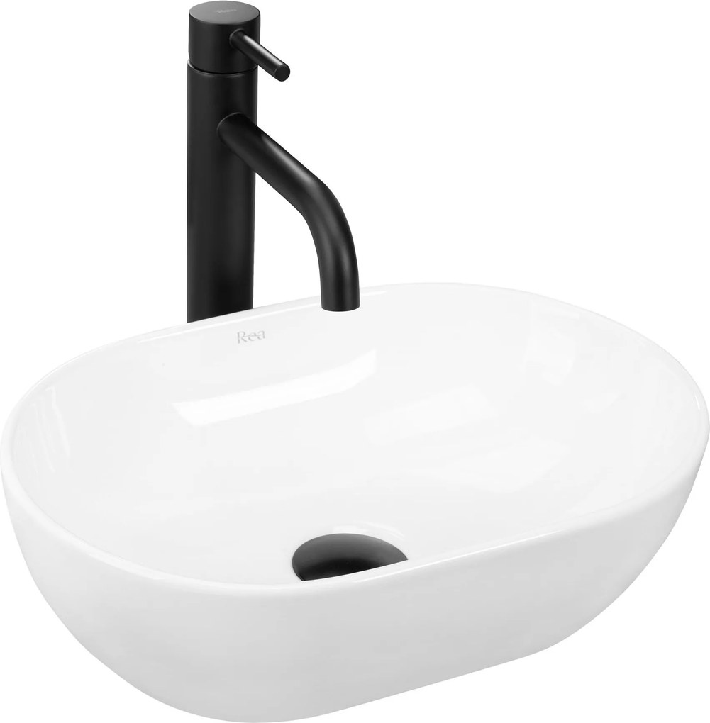 Rea Amelia Mini, umyvadlo na desku 380x260x120 mm, bílá lesklá, REA-U3322