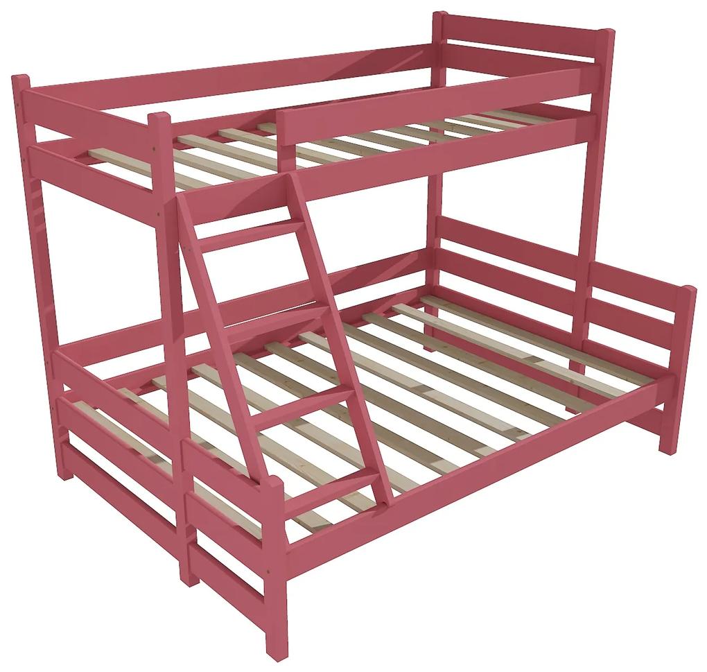 Vomaks Patrová postel s rozšířeným spodním lůžkem PPS 004 Rozměr: 90/140 x 200 cm, Barva: barva růžová