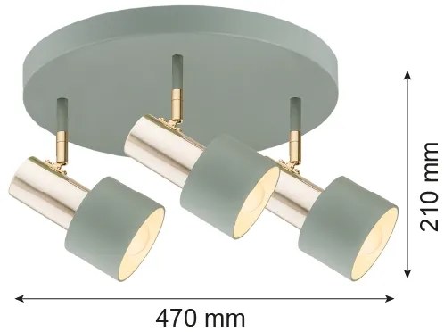 Argon 6007 - Bodové svítidlo DORIA 3xE27/15W/230V zelená/mosaz