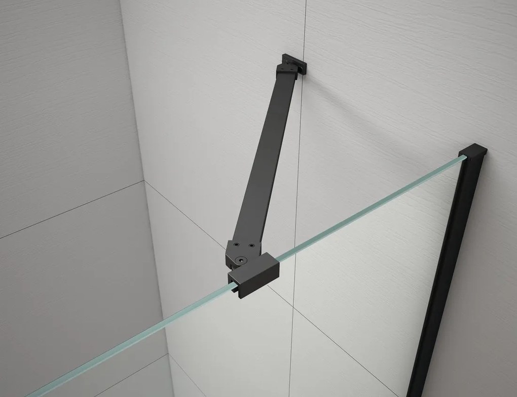 Gelco Trinity Black čtvercový sprchový kout 80 x 80 x 200 cm otevírací levá černá sklo čiré GT5680-80CL-B
