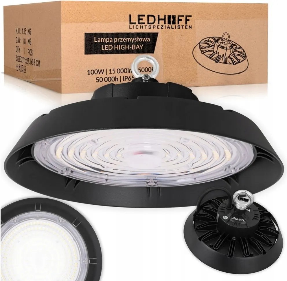 Led průmyslová lampa do skladu Haly Ufo 100W 15000lm Silné Světlo jasná