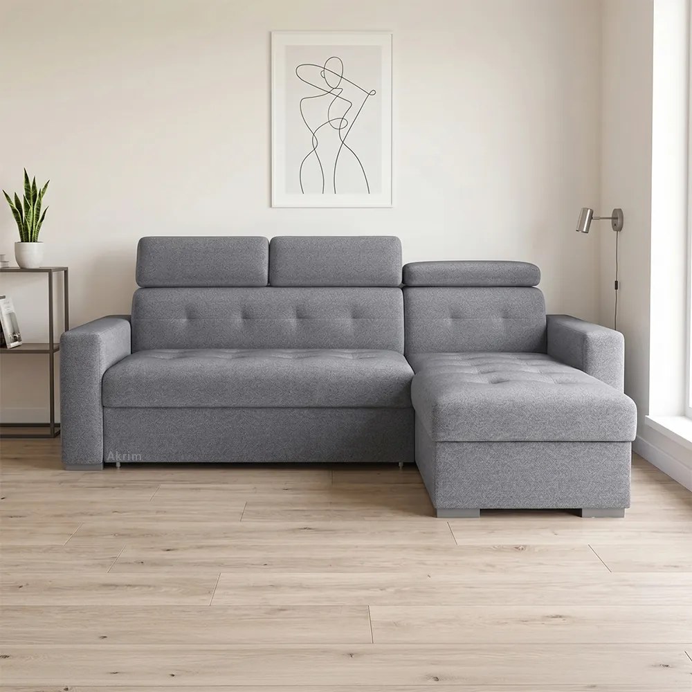 Malá sedací souprava MARIO L | 235x170 cm | rozkládací + úložný prostor | polohovatelné záhlavníky | VÝBĚR TKANIN