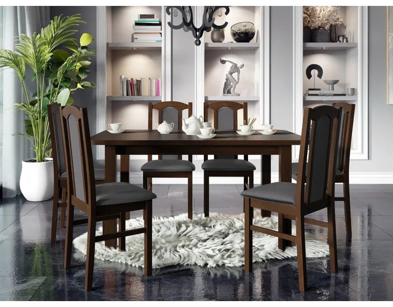 Rozkládací jídelní stůl se 6 židlemi AL06, Barva dřeva: sonoma-L, Potah: Hygge D91