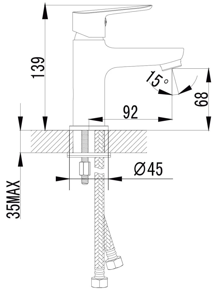 Sapho SMALL stojánková umyvadlová baterie bez výpusti, 139mm, chrom SM06