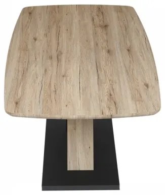 Jídelní stůl 160x90 MDF 3D dekor dub san remo kovové nohy černý lak HT-W1570 SRE