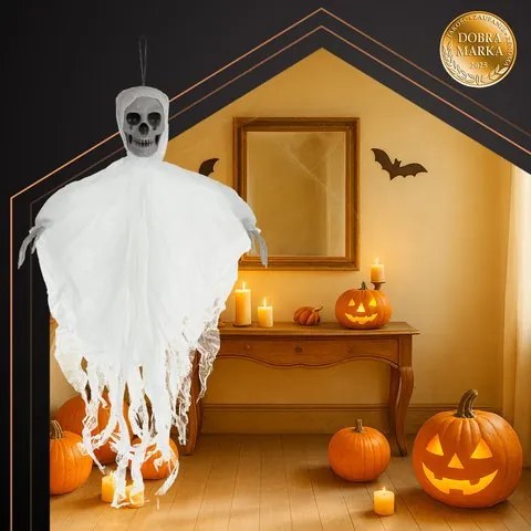 Dekorace Halloween visící kostra Ruhhy 26124, bílá