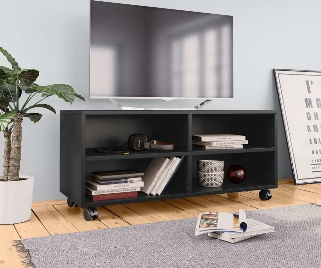 vidaXL TV skříňka na kolečkách 90x35x35cm kompozitní dřevo [800185] Barva: Bílá