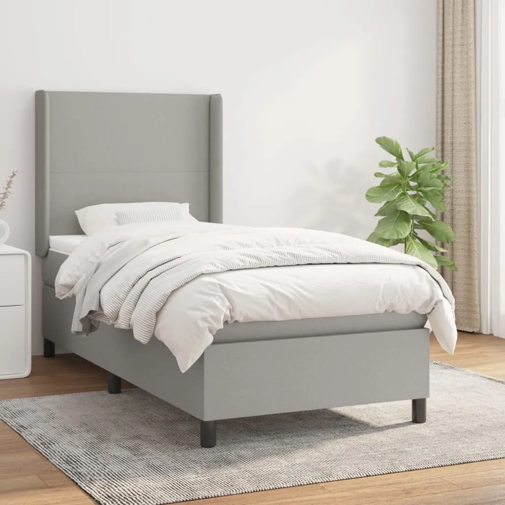 Box spring postel s matrací světle šedá 90x190 cm textil 3131233