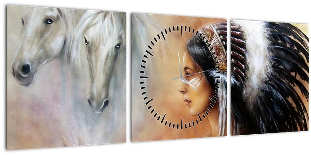 Obraz - Kouzla indiánů (s hodinami) (90x30 cm)