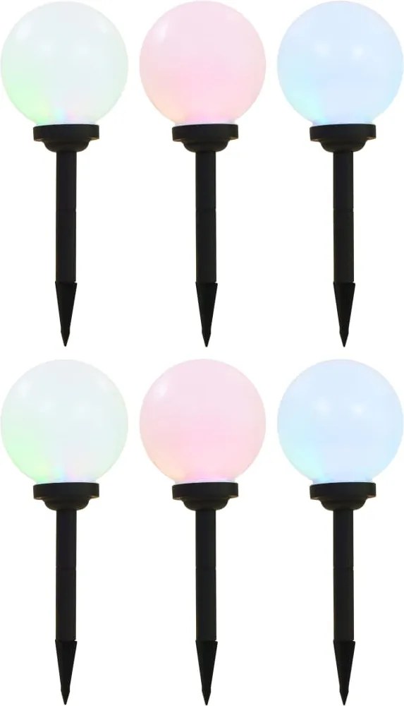 Zahradní solární lampy 6 ks LED kulovité 20 cm RGB 277126