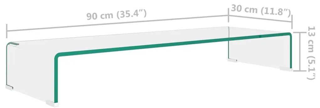 vidaXL Marketos TV stolek / podstavec na monitor čiré sklo 90x30x13 cm