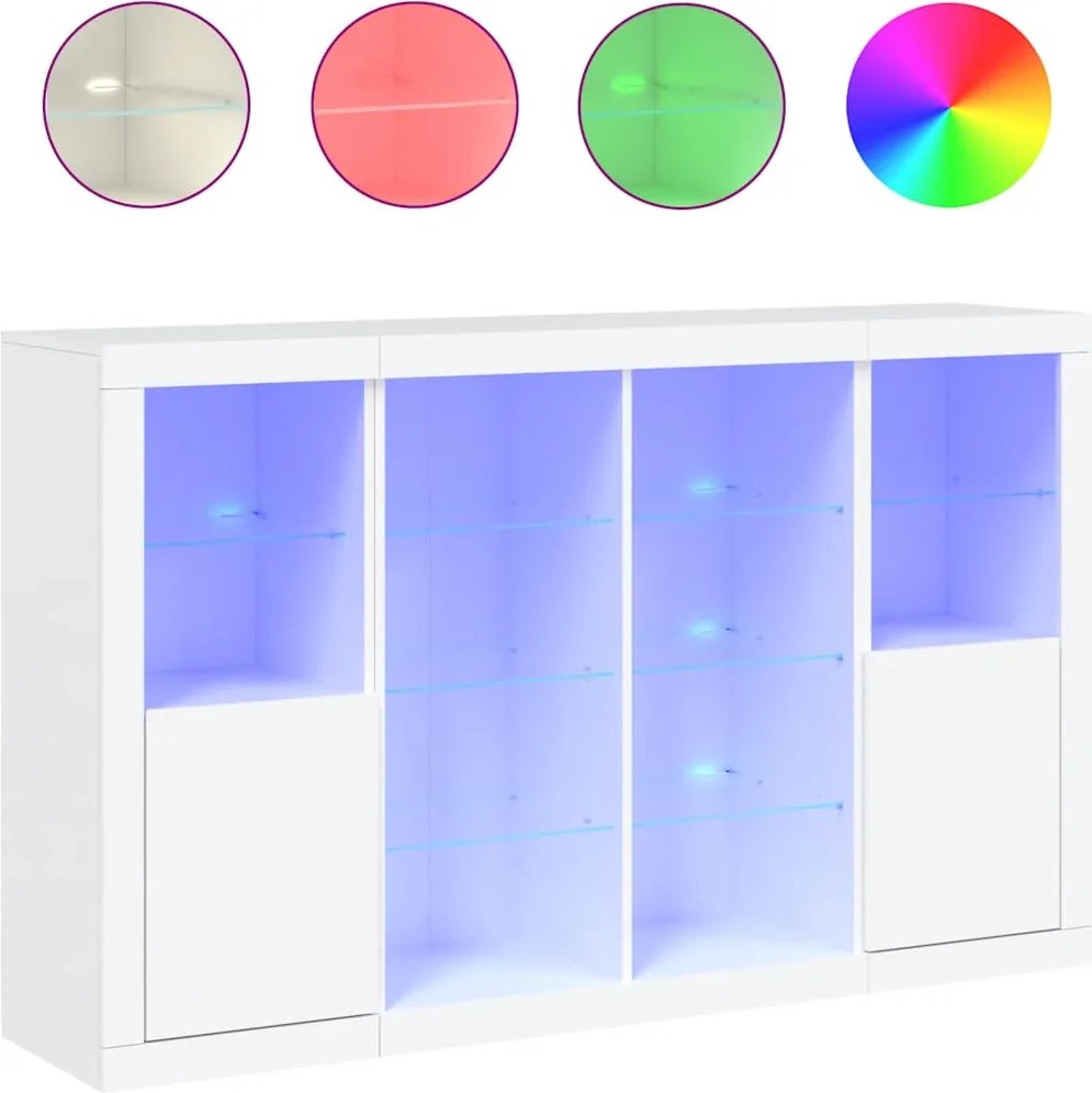 Příborníky s LED osvětlením 3 ks bílé kompozitní dřevo 3209135