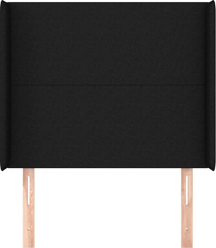 Čelo postele typu ušák černé 83x16x118/128 cm textil 3119276