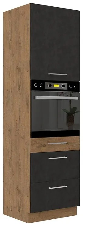 Kuchyňská skříňka se zásuvkami Woodline 60 DPS-210 3S 1F, Barva: dąb lancelot / dark wood