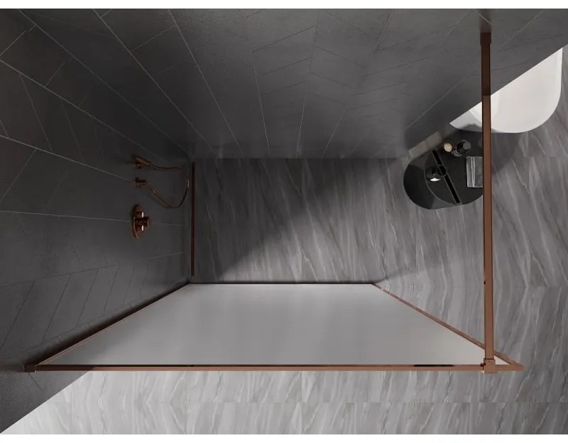 Mexen, Mexen Kioto-XF sprchová stěna s rámem 90 x 202 cm, matná 10 mm, růžové zlato - 800-090-104-60-30-X