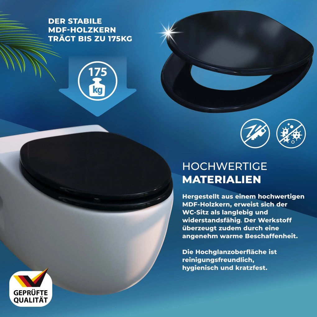 WC sedátko s automatickým spouštěním černé 108584