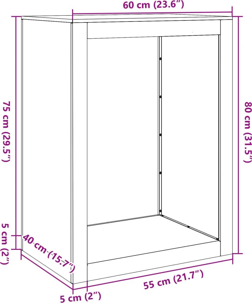 vidaXL Stojan na palivové dřevo antracitový 60 x 40 x 80 cm ocel [851000] Barva: Ocel/Černý