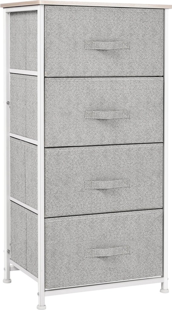 HOMCOM Komoda se 4 látkovými zásuvkami, úložný kabinet multifunkční pro ložnici, obývací pokoj a chodbu 45x30x92 cm šedá | Aosom