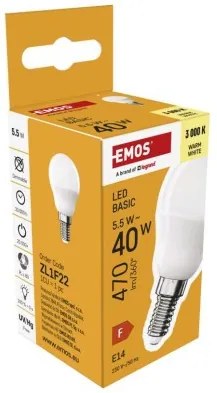 Emos lighting LED žárovka Basic Mini Globe / E14 / 5,5 W (40 W) / 470 lm / teplá bílá 1525731246