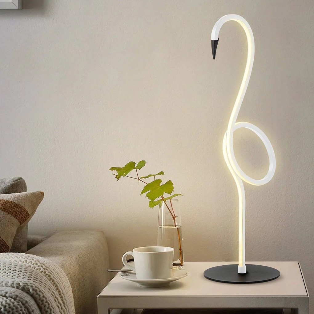 Stolní lampa LED Flamingo, bílá, kov, výška 50 cm