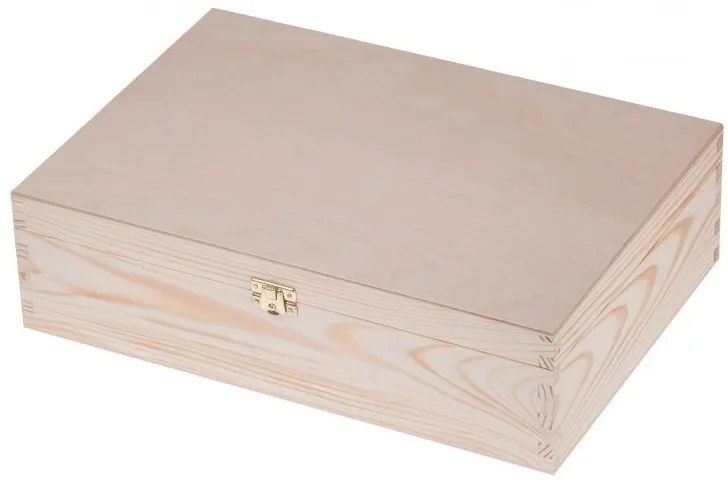 Dřevěná dárková krabička s víkem a zapínáním - 15 x 10 x 5 cm, přírodní - 2. JAKOST!