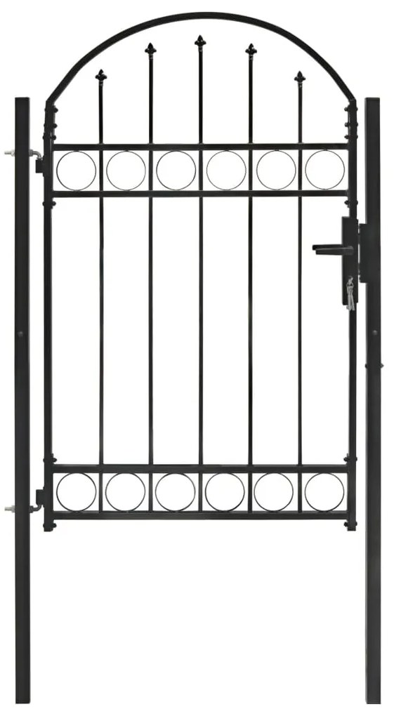 Plotová branka s klenutým vrškem ocelová 104 x 150 cm černá