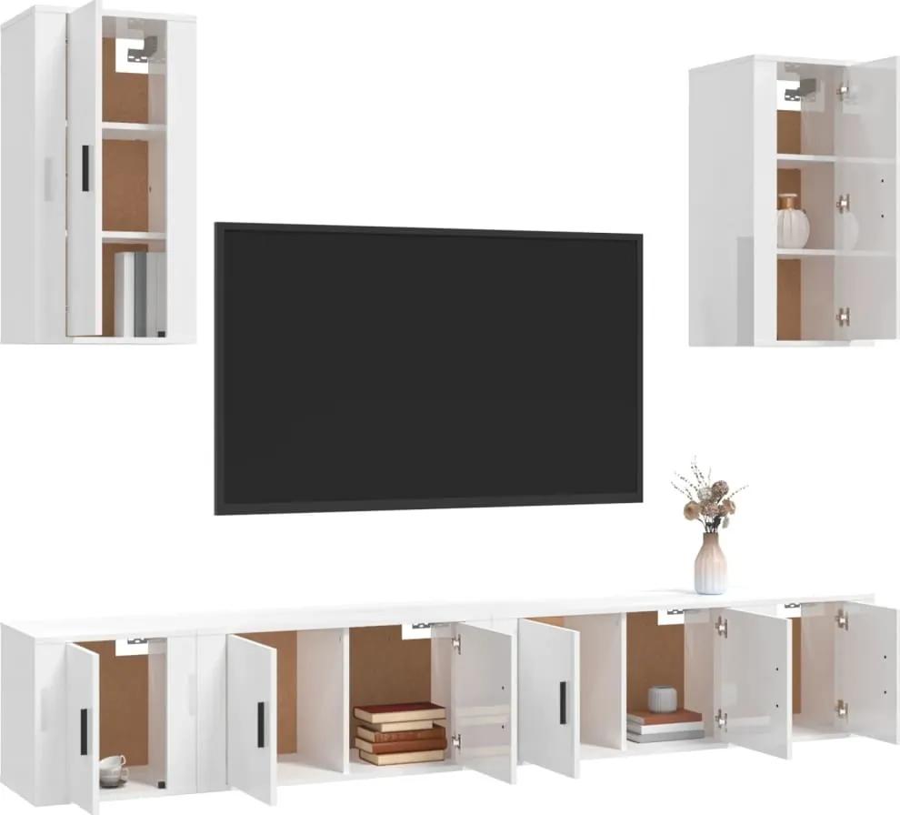vidaXL 6dílný set TV skříněk kompozitní dřevo [3188688] Barva: Bílá